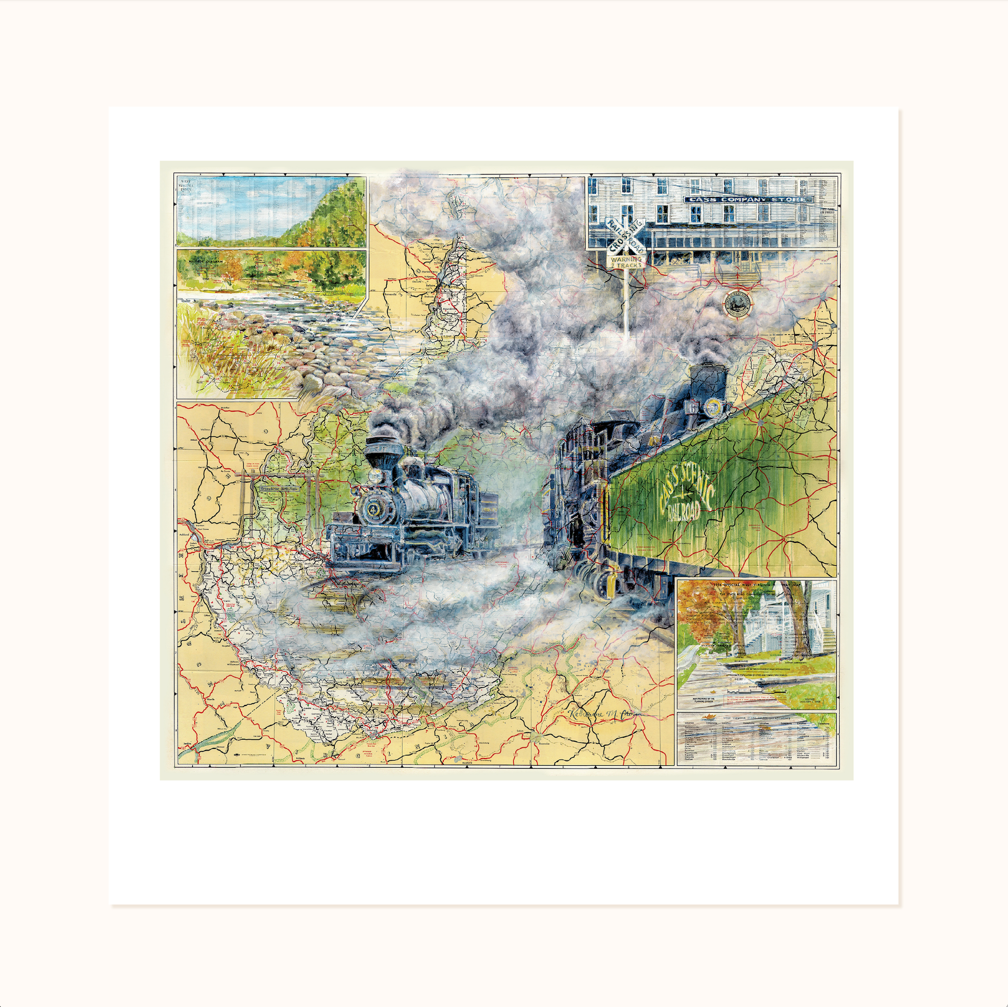 Scenic Route Cass Railroad • West Virginia Artist Watercolor Print Katy ...